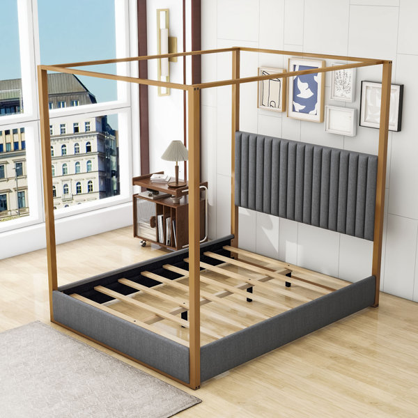 Mercer41 Wycliffe Queen Upholstered Canopy Platform Bed With Headboard